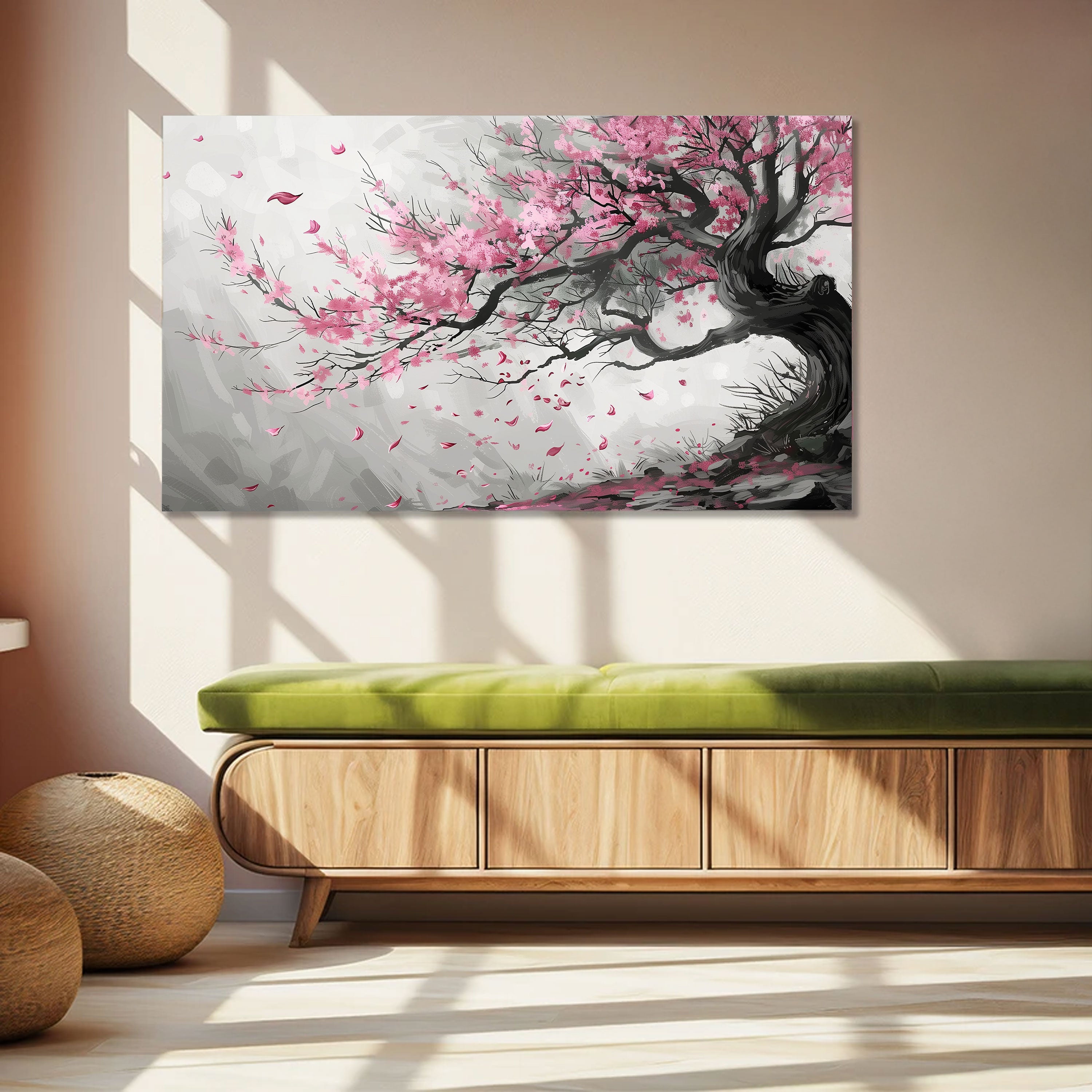 Haru no Kaze – Japanese Cherry Blossom Wall Art Print – Krutik