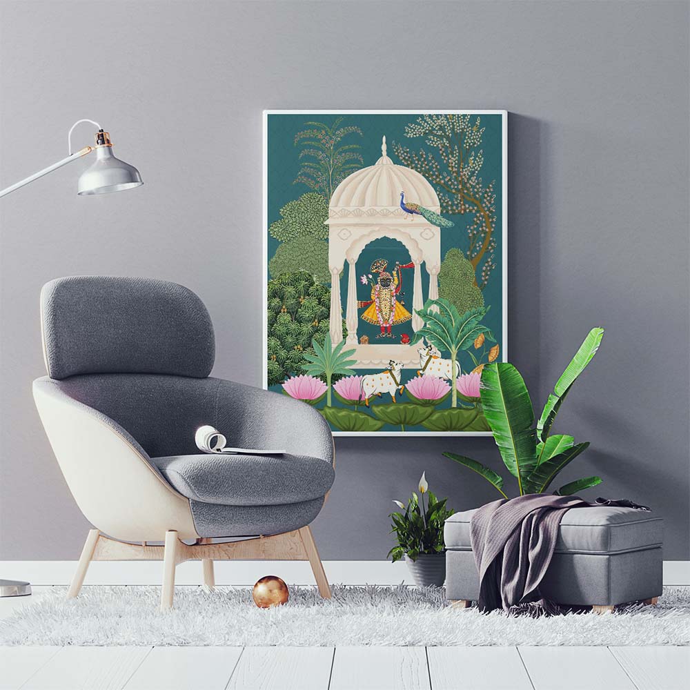 sacred pichwai lord krishna painting at krutik | shop now – Krutik