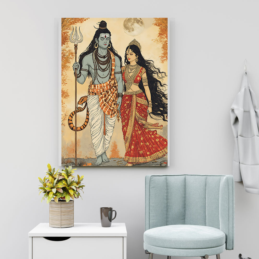 Shiv Parvati Canvas Art | Divine Union – Krutik